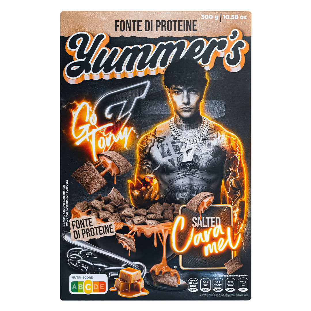 Yummer's Go Tony Salted Caramel by Tony Effe - cereali proteici ripieni di crema gusto caramello ...
