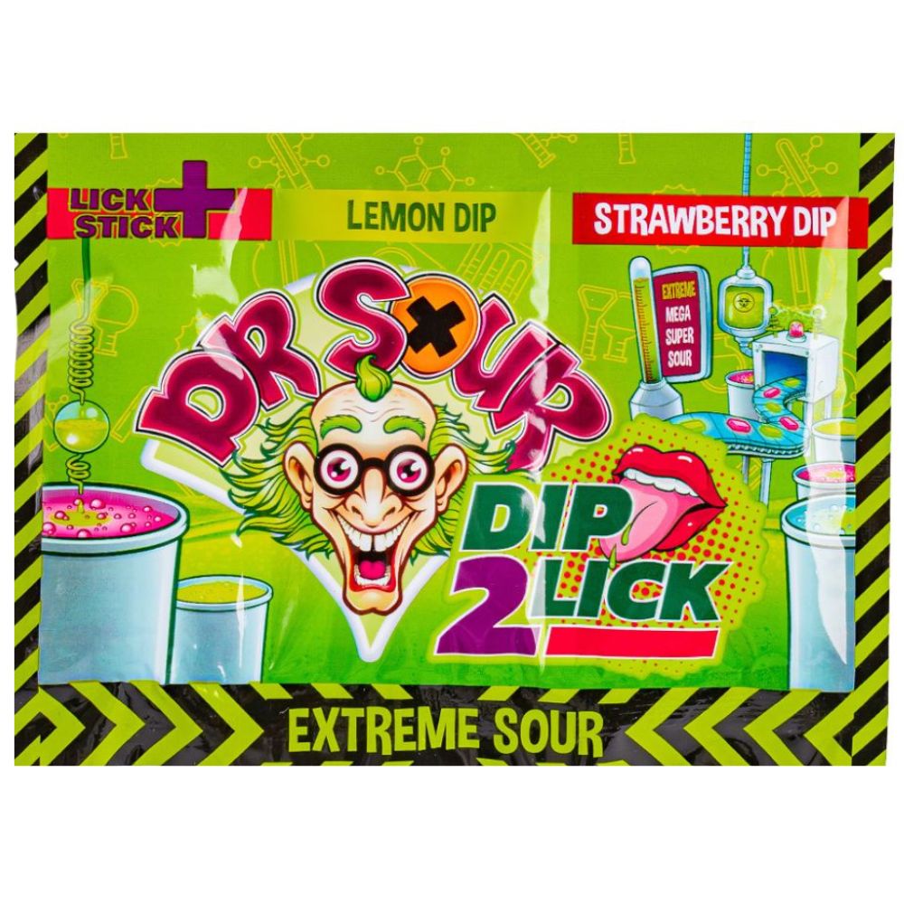 Dr. Sour Dip 2 Lick - lecca lecca aspro con polverina scoppiettante da 18g – American Uncle