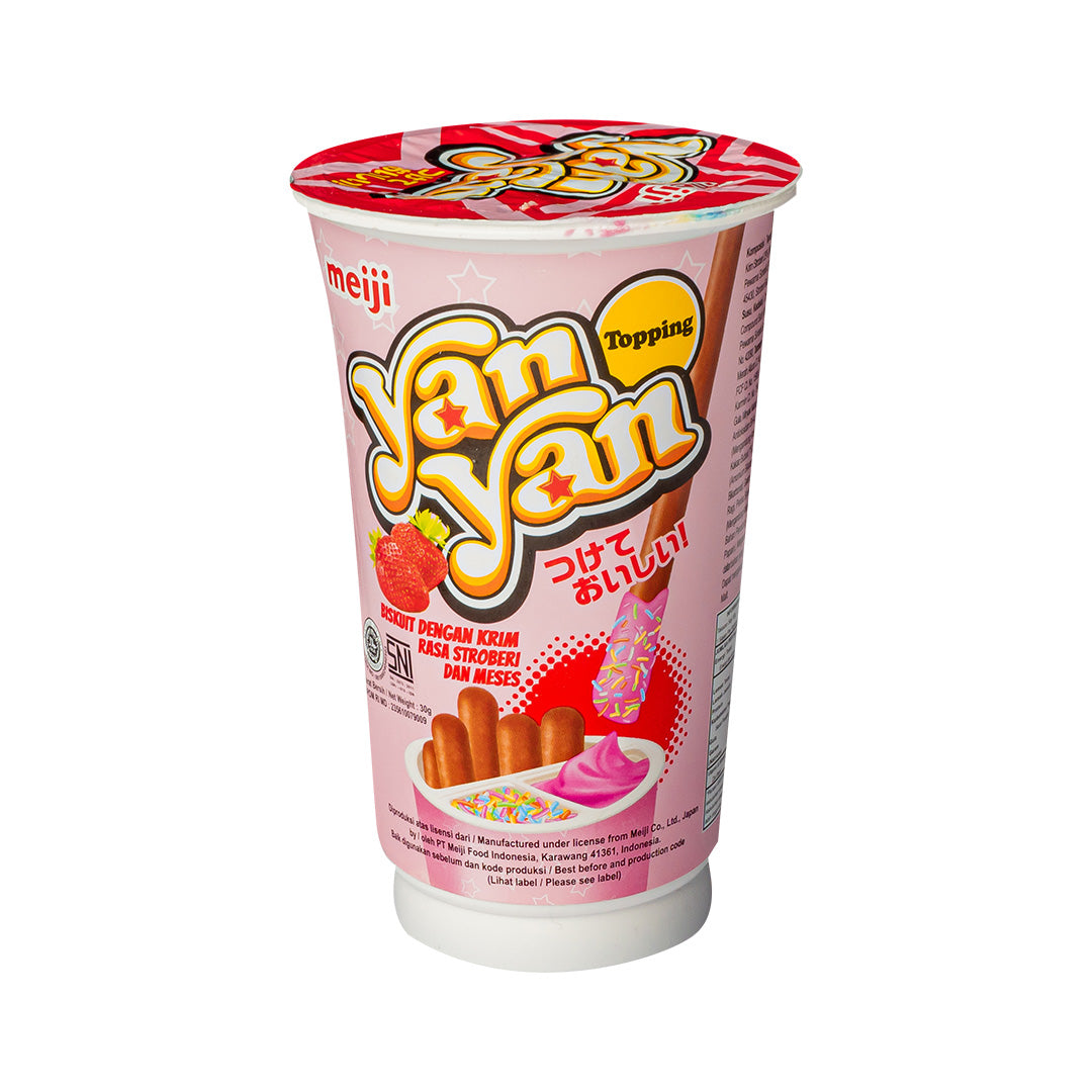 Meiji Yan Yan Topping Strawberry Cream - grissini con crema alla fragola e confettini da 30g ...