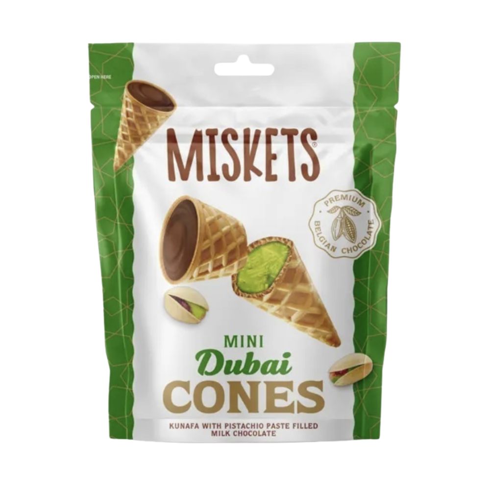 Miskets Mini Dubai Cones - coni di cialda con ripieno di pistacchio e ...