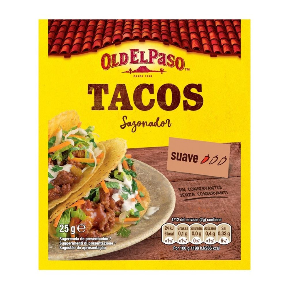 Old El Paso Tacos Sazonador - mix di spezie per Taco da 25g – American ...