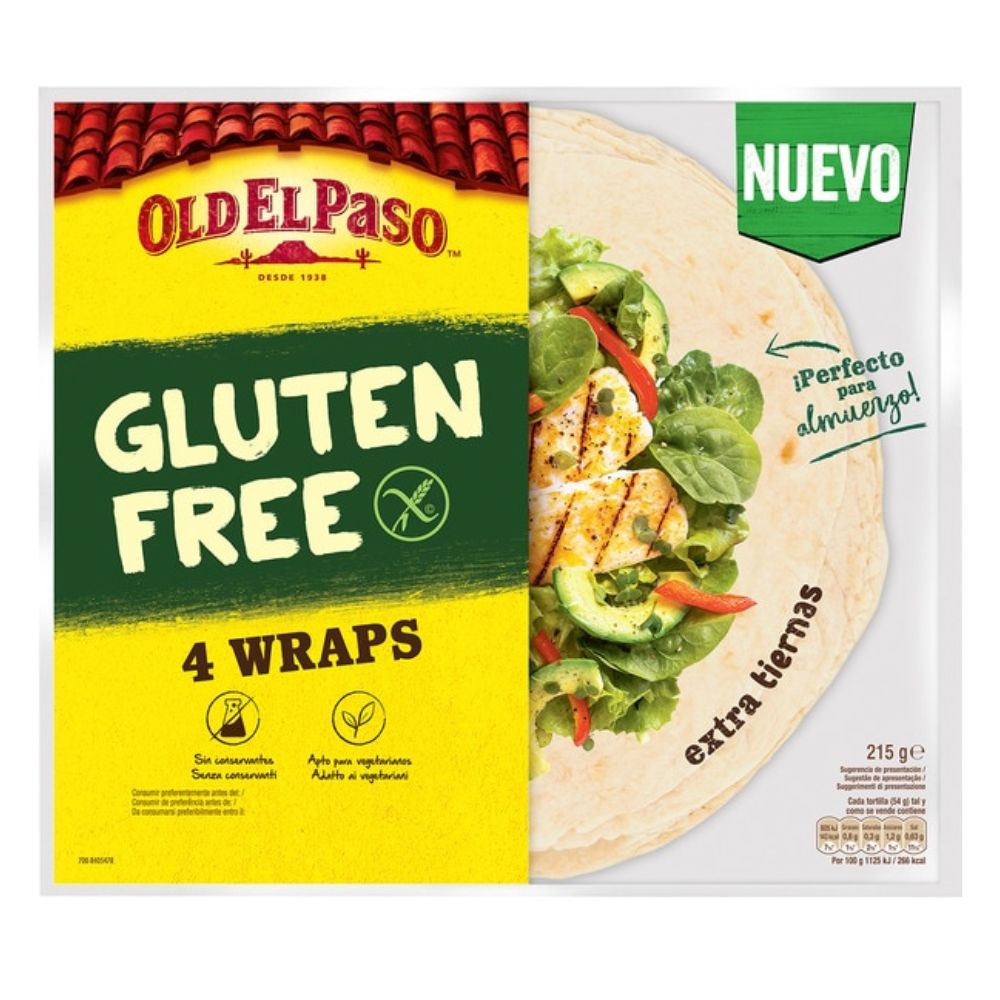 Old El Paso 4 Wraps Gluten Free - tortillas senza glutine da 215g ...