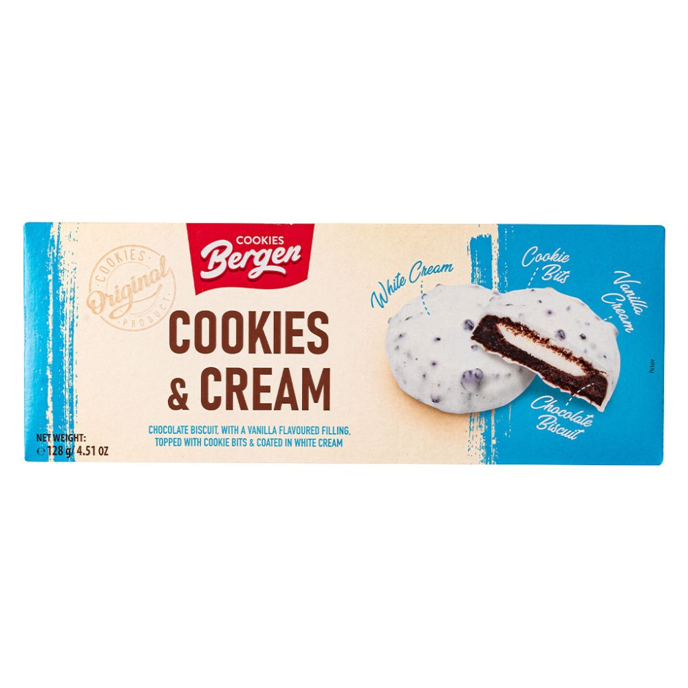 Bergen Cookies & Cream - biscotti al cioccolato bianco e granella da ...