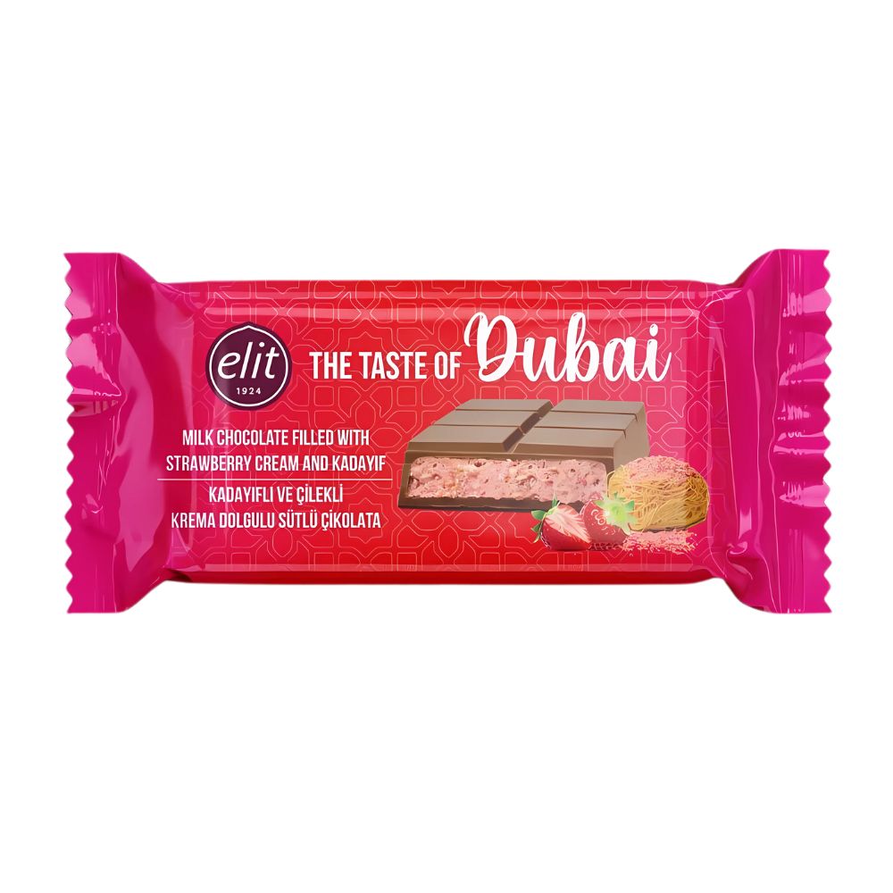 Elit Strawberry Dubai Chocolate - barretta di cioccolato al latte con ...