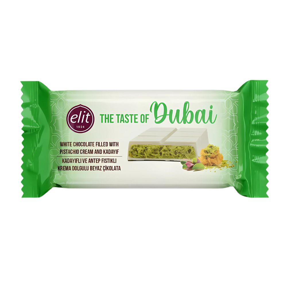Elit White Dubai Chocolate - barretta di cioccolato bianco con crema di ...