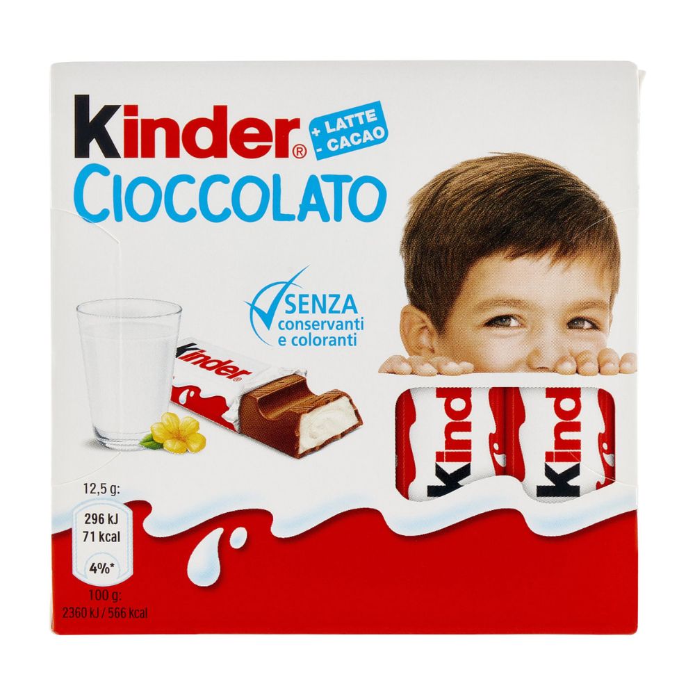 Kinder Cioccolato - confezione da 4 barrette di cioccolato al latte da ...