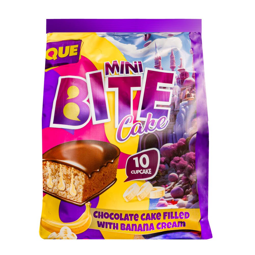 Que Mini Bite Cake Banana - merendine con crema alla banana e ricoperte ...