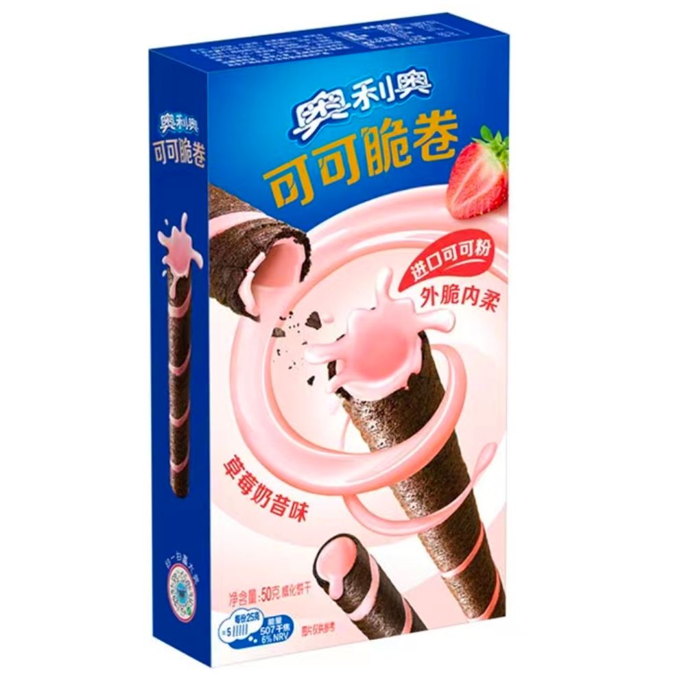 Oreo Strawberry Rolls - biscotti roll con crema alla fragola da 50g ...
