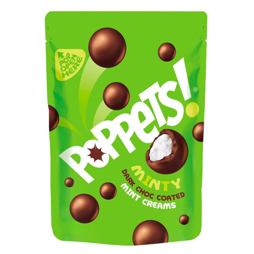 Poppets! Minty Dark Choco Coated - cioccolatini al cioccolato fondente ...