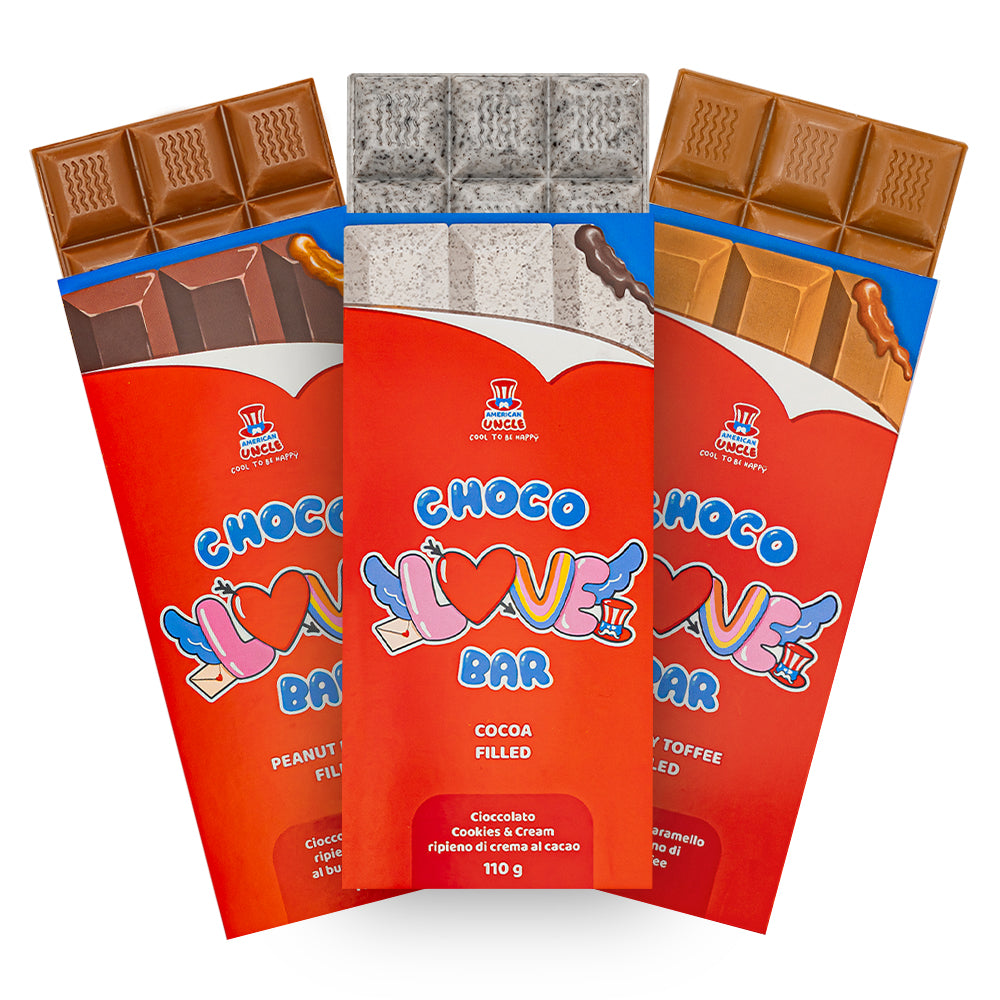 Peanut Butter filled Choco Love Bar + Creamy Toffee filled Choco Love ...