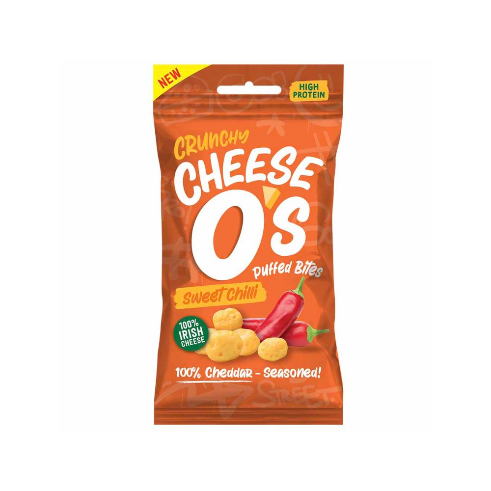 Crunchy Cheese O's Sweet Chilli - formaggio cheddar tostato al gusto di ...