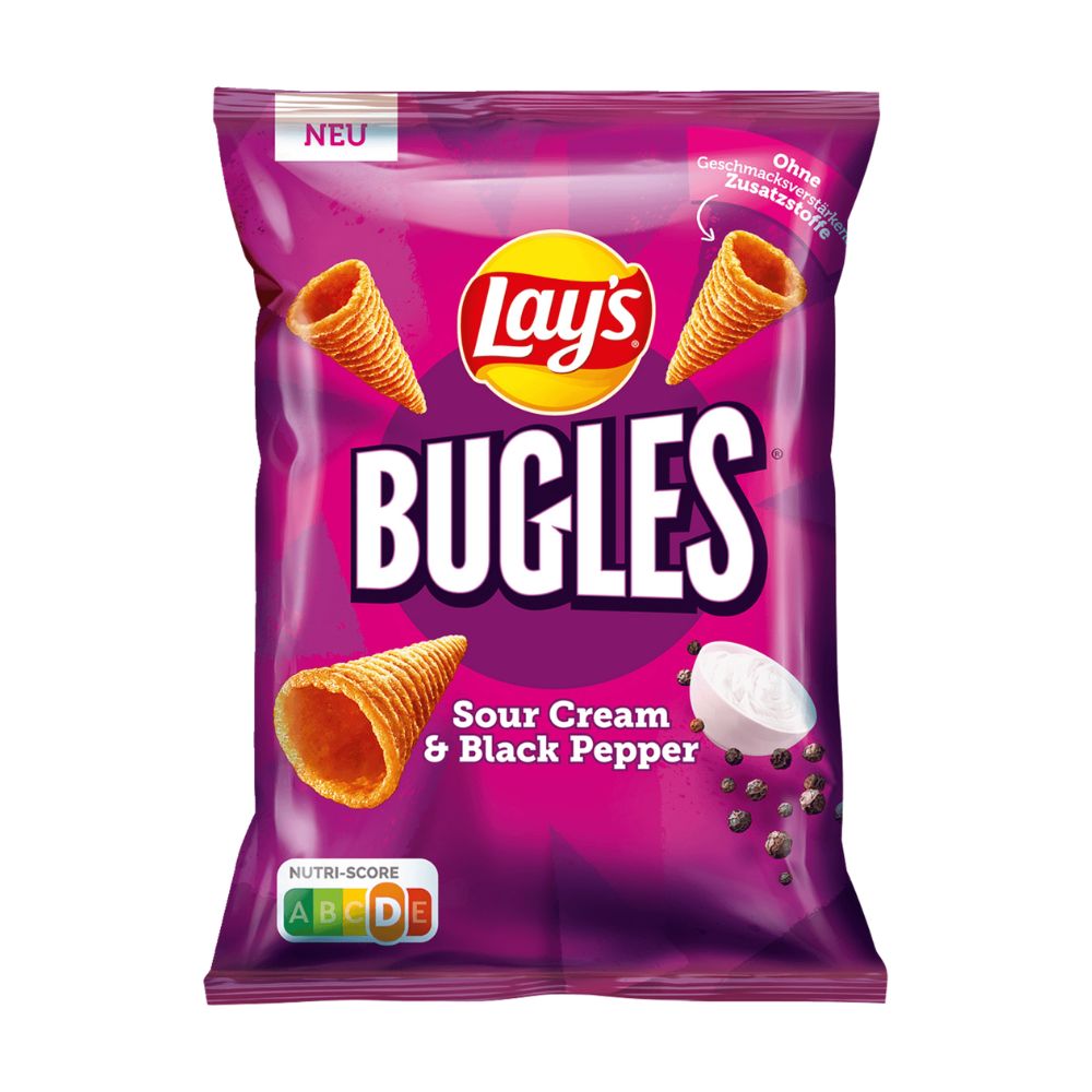 Lay's Bugles Sour Cream & Black Pepper - patatine alla panna acida e ...