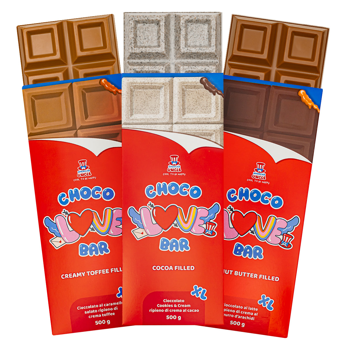 XL Peanut Butter filled Choco Love Bar + XL Creamy Toffee filled Choco ...