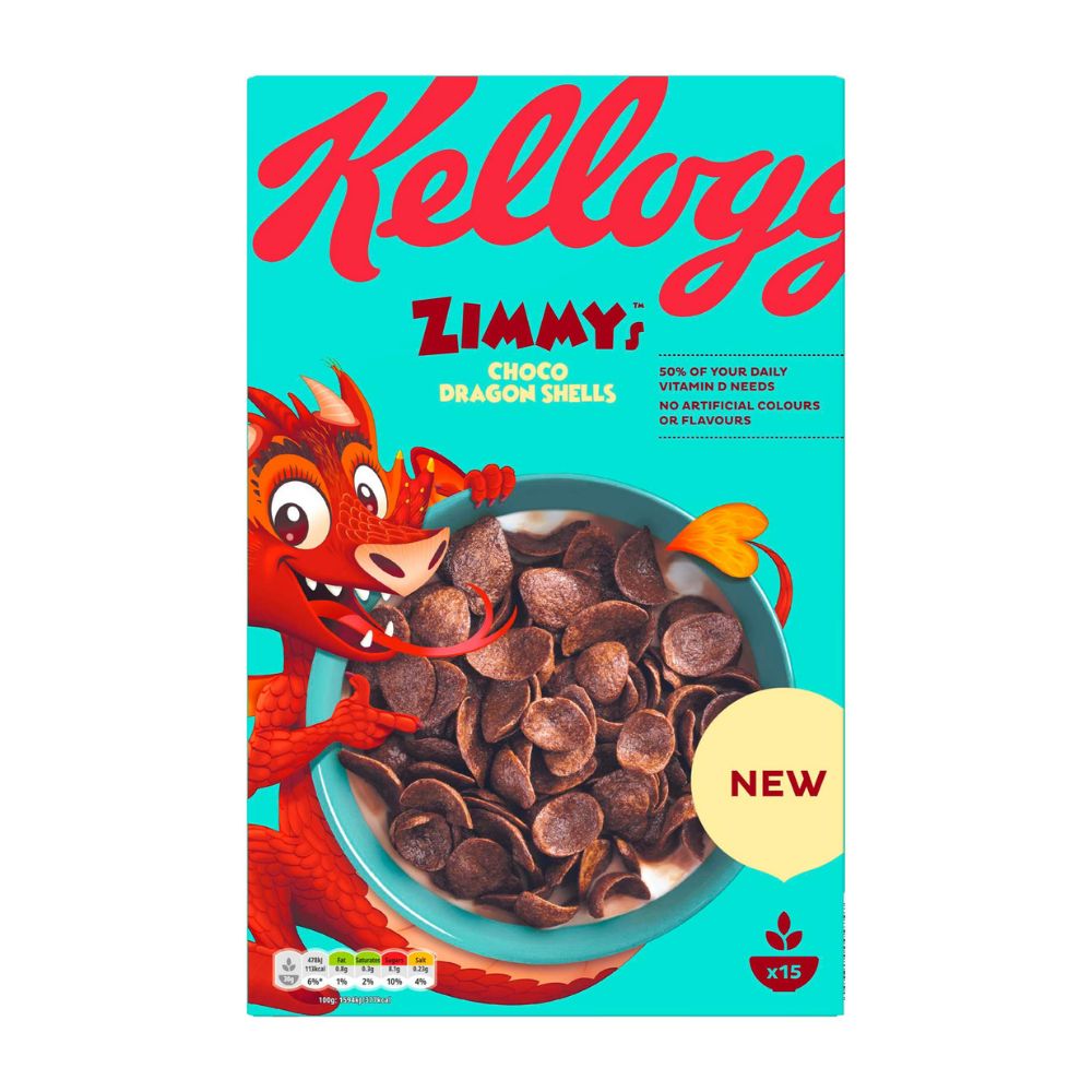 Kellogg's Zimmy's Dragon Shells - cereali di frumento al cioccolato da ...