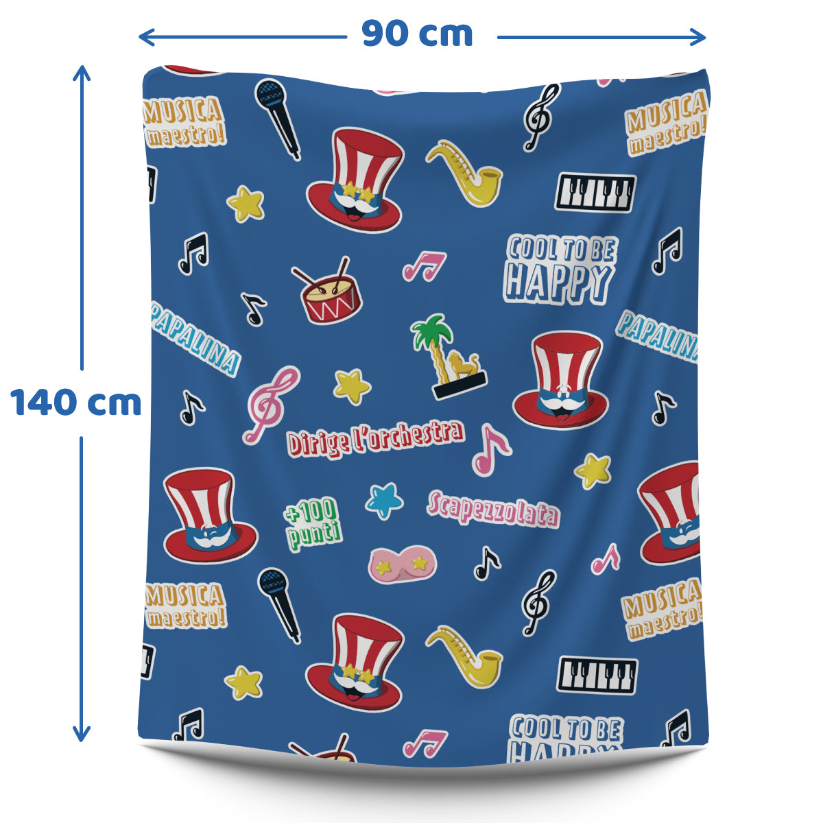 Plaid Sanremo Cool to be Happy - coperta blu in pile con texture a tema ...